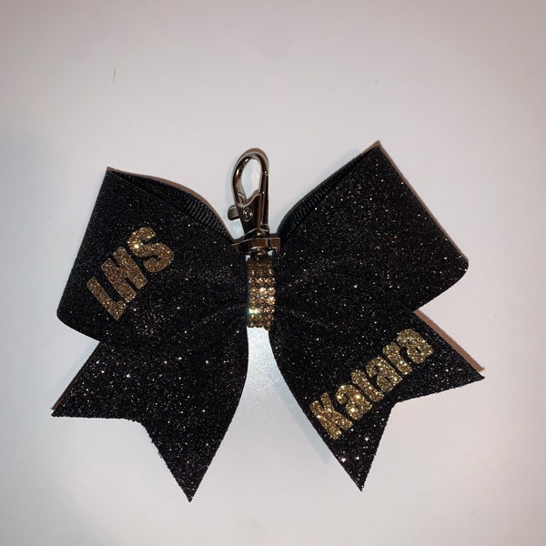 Cheer Bow Key Chain With Name and Nunber or Second Name--glitter Bow ...