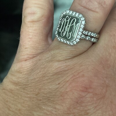 Sterling Silver Monogram Stackable Ring, Sterling Silver Stackable Rings, Sterling Silver Sara ...