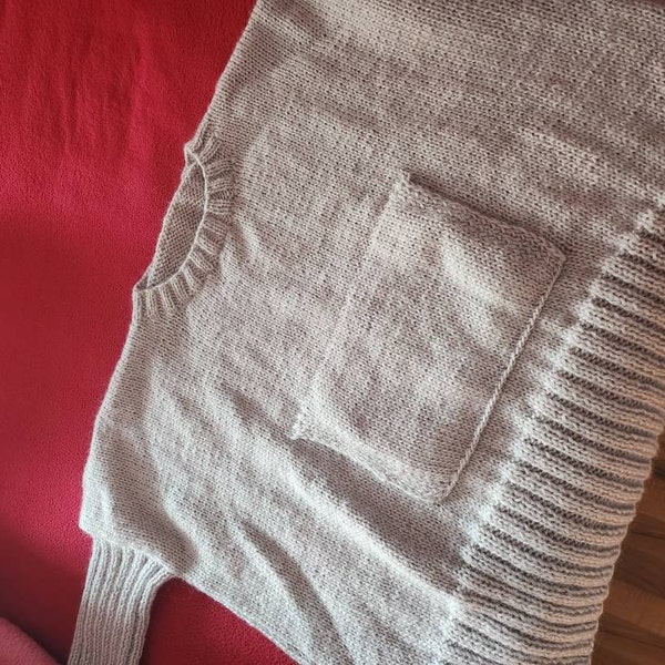 Dark Gray Hand Knitted Sweater With Pocket Plus Size Over Size Tunic ...