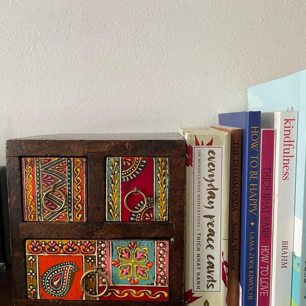 Floral Hand Painted Wooden Four-drawer Mini Chest, Small Chest of ...