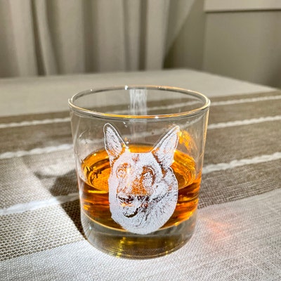 Custom Pet Memorial Photo Rock Glass Engraved Dog Picture Whiskey Glass ...