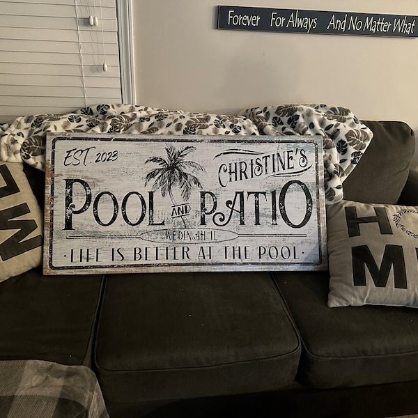 Personalized Pool & Patio Sign, Pool Sign, Swimming Pool Decor, Outdoor ...
