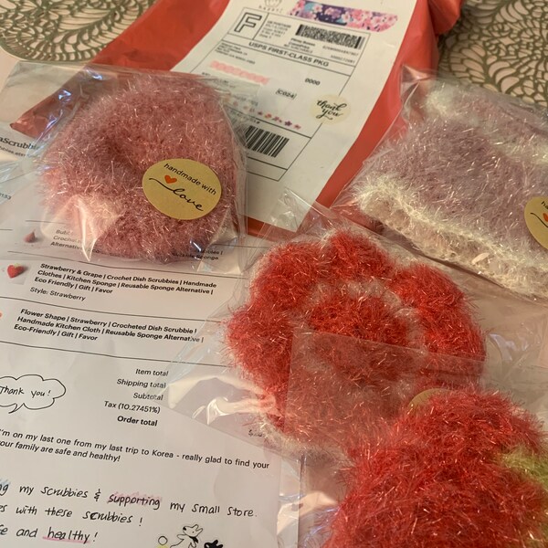 Strawberry / Grape | Crocheted Dish Scrubbies | Handmade Clothes ...