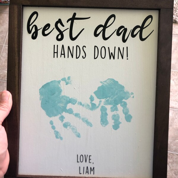 DAD - Father's Day Gift, Father's Day Sign, DIY Handprint Sign, Gifts ...