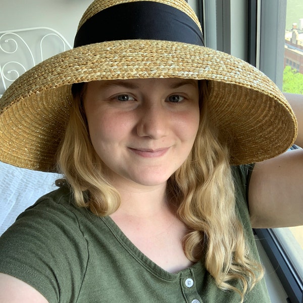 French Retro Summer Sun Hat Holiday Beach Black Big Bell Hat.women's ...