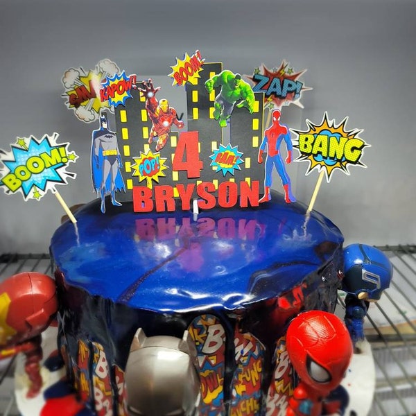 Comic Book Superheroes Edible Cake Wrap or Superhero Birthday Cake ...