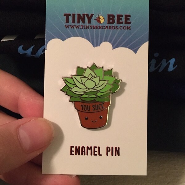 Succulent Enamel Pin Rude Pun "you Succ" - Rude Enamel Pin, Funny ...