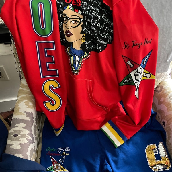 Order of the Eastern Star Hoodie, OES Sweatshirt, OES Star Point Colors ...