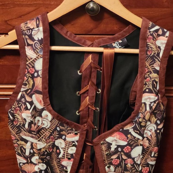Renaissance Bodice, Mushrooms Corset Cottagecore Style Corset Vest ...