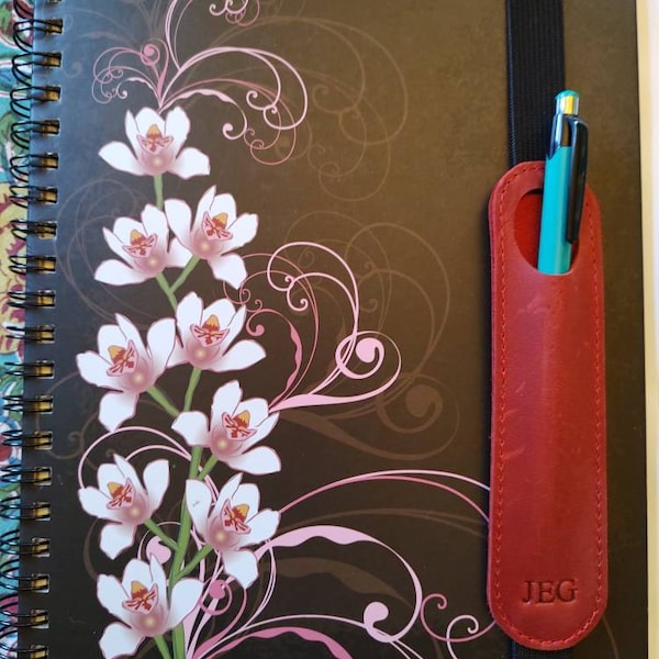 Personalized Pen Holder for Notebook, Leather Single Pen Pouch, Journal ...