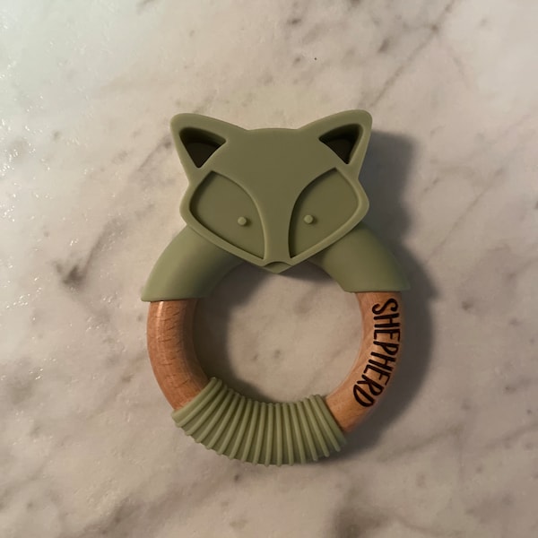 Personalized Baby Teether, Engraved Teether, Food Grade Silicone Fox ...