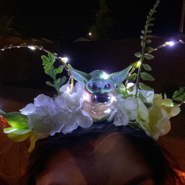 The Child Grogu Baby Yoda Flower Mouse Ears Ready to Ship - Etsy