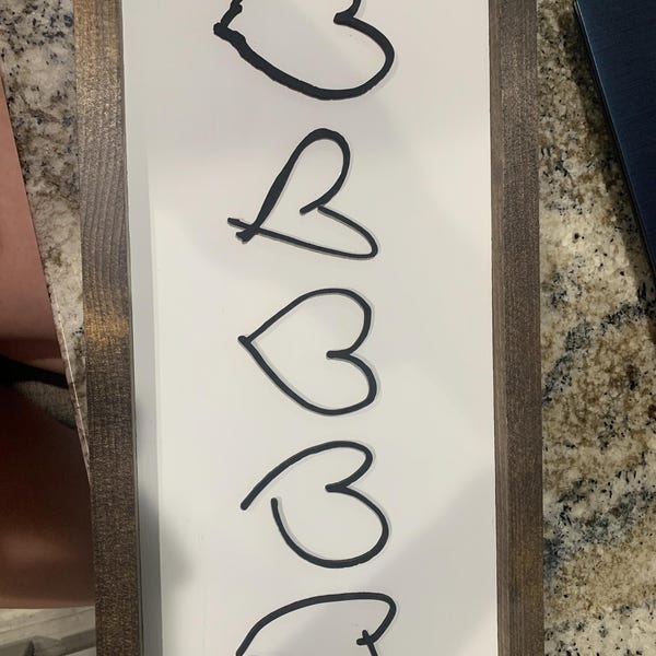 3D Custom Hand-drawn Hearts Wooden Sign || Personal Handwriting Wood ...