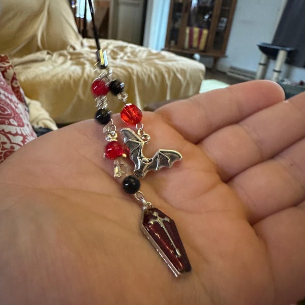 Small Vampire Bat and Coffin Mobile Cell Phone Charm Accessory Strap ...