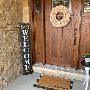 Farmhouse Rustic Wood Welcome Sign, Vertical Wooden Welcome Sign ...