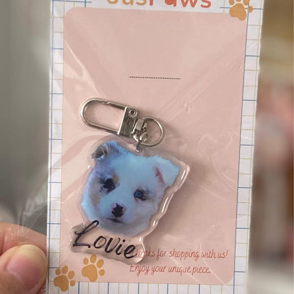 Custom Pet Photo Keychain, Acrylic Keychian, Dog Portrait Keychain ...