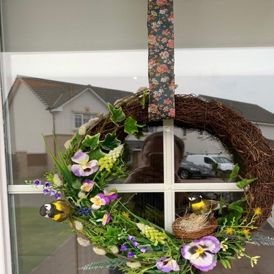 Spring Wreath 13inch Easter Wreath Country Wreath Natural Wreath Birds ...