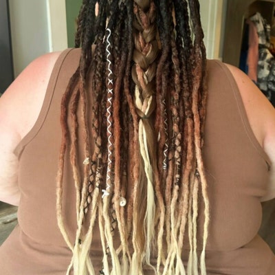 Double Ended Wool Dread Extensions Bohemian Dreads Dark Brown Emerald ...