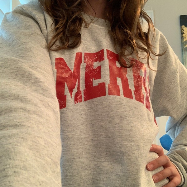 Merry Sweatshirt Christmas Preppy Sweatshirt Trendy Christmas Christmas ...