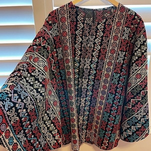 Palestinian Modern & Unique Floral Embroidery/tatreez Long Sleeve Open ...