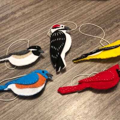 Felt Bird Collection Set of 6 Handmade Birds Ornaments Christmas Soft ...