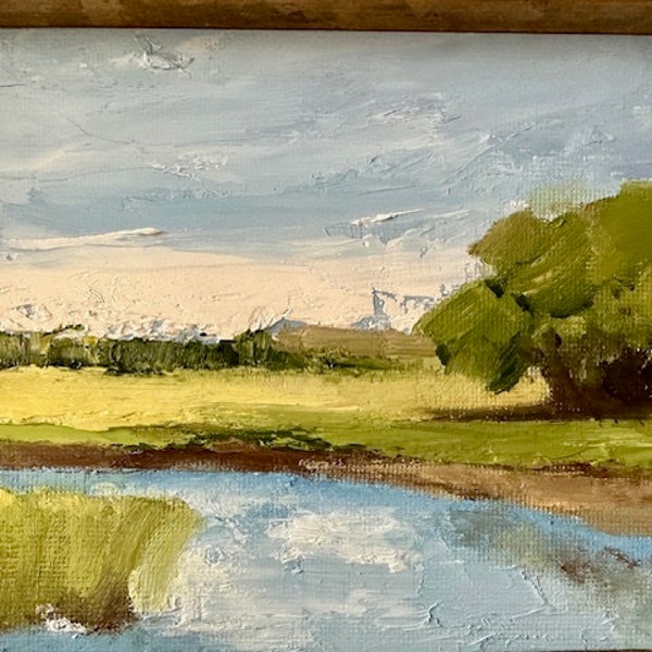 Clothesline Coastal Oil Painting Laundry Room Art Small Format Art ...