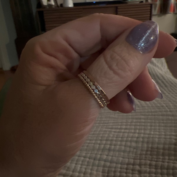Silver Gold and Rose Gold Stackable Rings // Set of 3 Simple Sterling ...