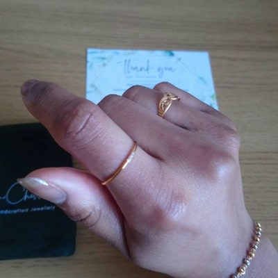 18K Gold Super Tiny CZ Crystal Ring, Small Diamond Stainless Steel Ring ...