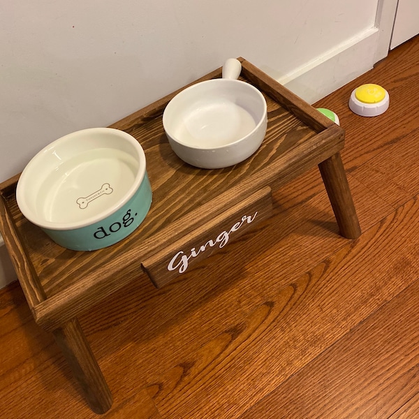 Dog Food Table Stand | Dog Dinner Table | Elevated Rustic Farmhouse Dog ...