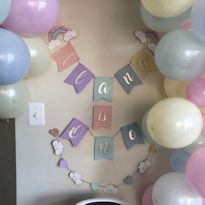 Pastel Rainbow Birthday Banner / Rainbow Happy Birthday banner - Etsy ...