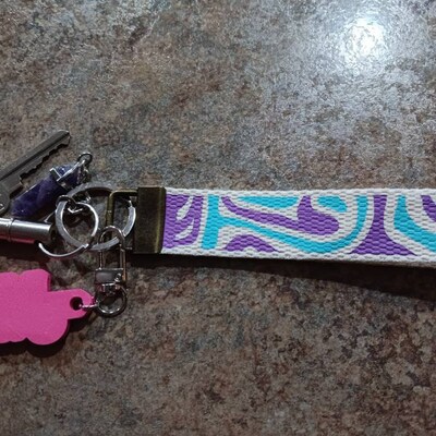 Swirl Spiral Custom Keychain Wristlet / Key Fob Keychain Lanyard Strap ...