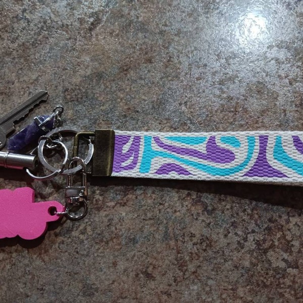 Swirl Spiral Custom Keychain Wristlet / Key Fob Keychain Lanyard Strap ...