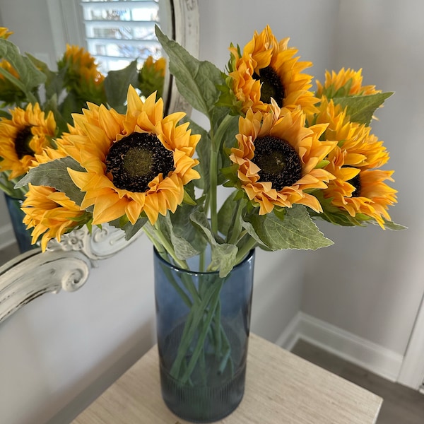 23.6" Real Touch Faux Sunflowers, Artificial Sunflowers, Fake ...