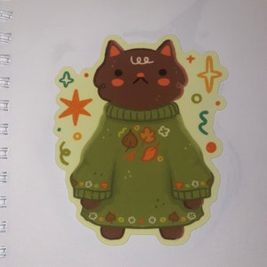 Sweater Weather Cat Matte Vinyl Sticker Digital Art, Stickers, Funny ...