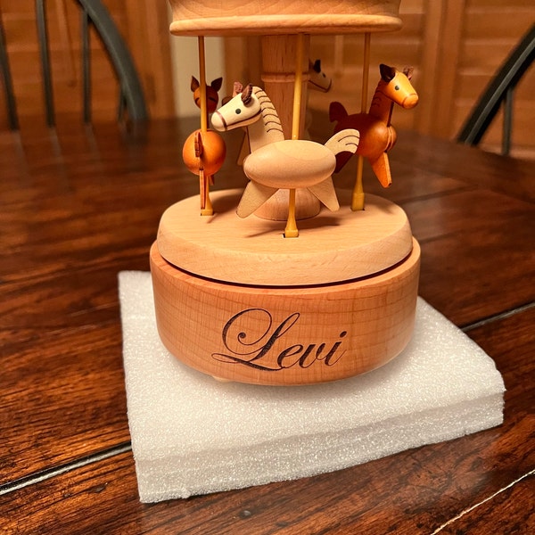 Personalized Engraved Keepsake Carousel Music Box,wooden Christmas ...