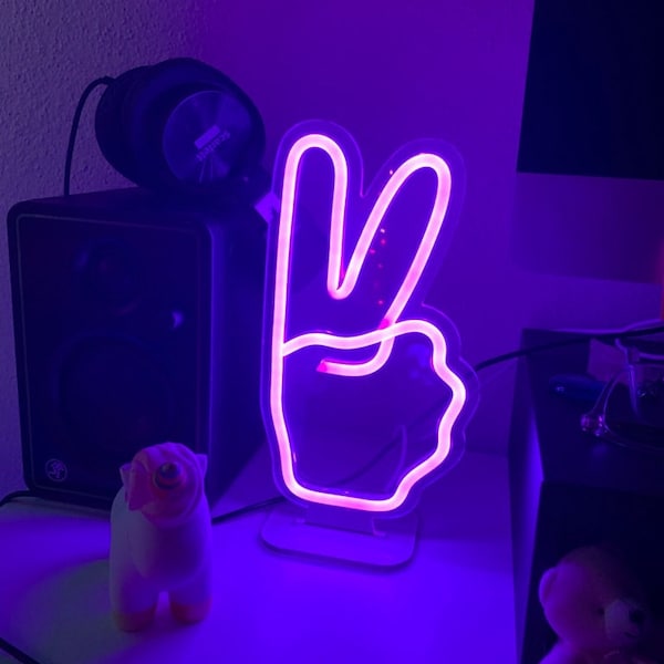 9.8in=25cm USB LED Neon Lamp Yeah Sign Victory Sign Custom Mini Neon ...