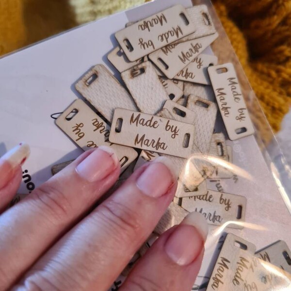 Personalised Set of 50 Cream 28x12mm Faux Leather Labels. Leather ...