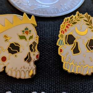 Ornate Skull Hard Enamel Pin With Floral Wreath Skull Pin | Etsy