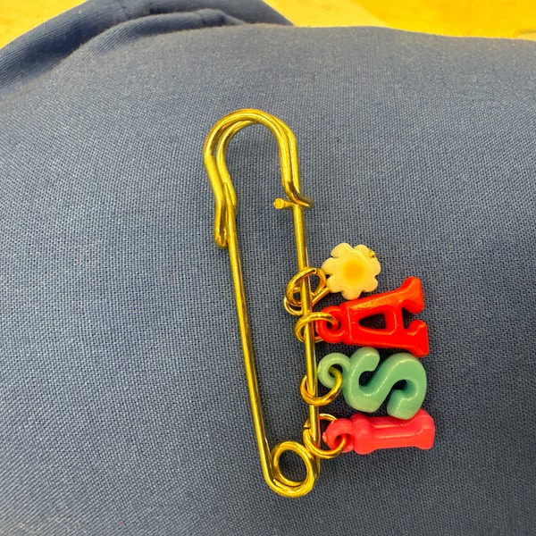 Custom Name Pin, Heavy Duty Gold Safety Pin, Personalized Brooch ...