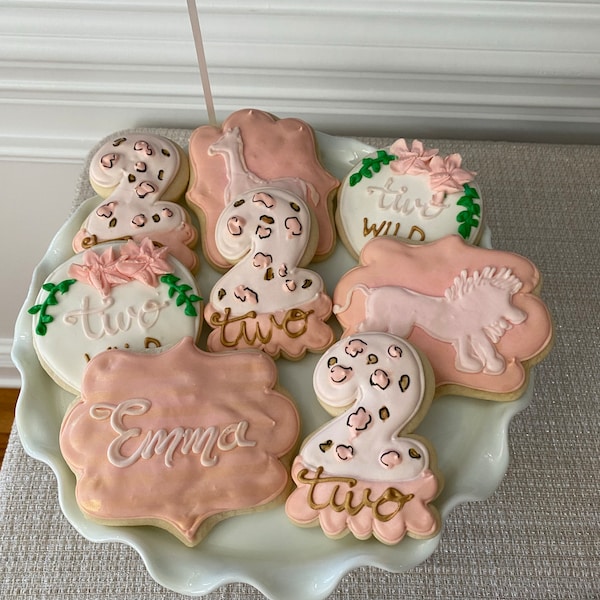 Two Wild Sugar Cookies- Zoo Animal Birthday Sugar Cookies - Safari ...