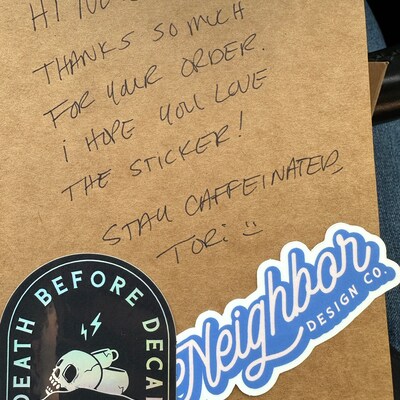 Coffee Sticker Death Before Decaf Vinyl Coffee Decal Holographic Coffee ...