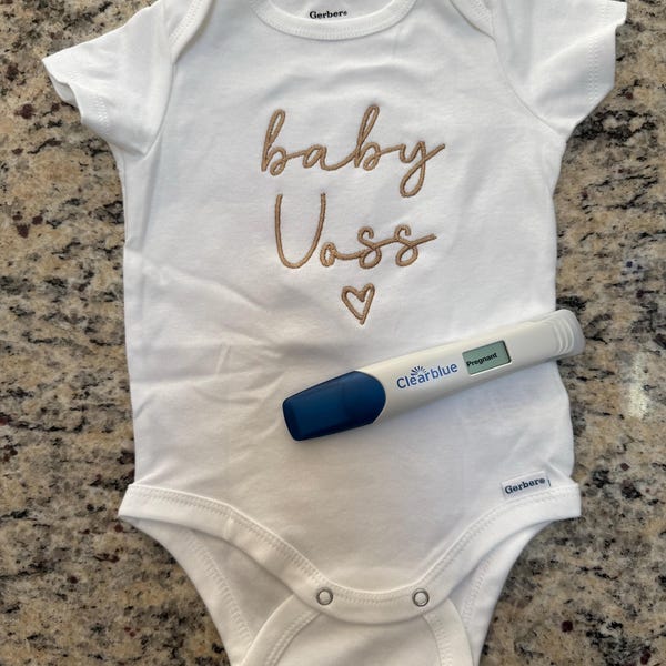 Embroidered First Grandbaby EST Year Bodysuit, Grandparents Pregnancy ...
