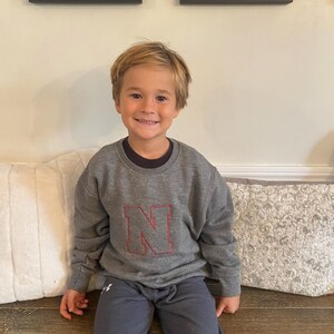 Toddler Crewneck Custom Embroidered Varsity Letter Initial Sweatshirt ...