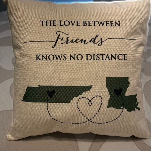 Personalized Long Distance Friendship Pillow: Two State Map Gift - Etsy