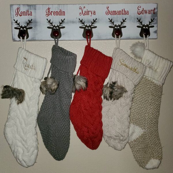 A Rustic Modern Barn Farmhouse Reindeer Rudolph Wall Sign Stocking Sock ...