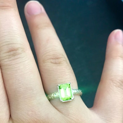 Rustic Ring, Silver Ring, Rough Ring, Chrysolite, Peridot, Rustic ...