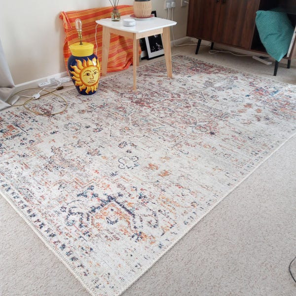 Super Soft Cream Tribal Berber Shaggy Living Area Rug Pastel ...