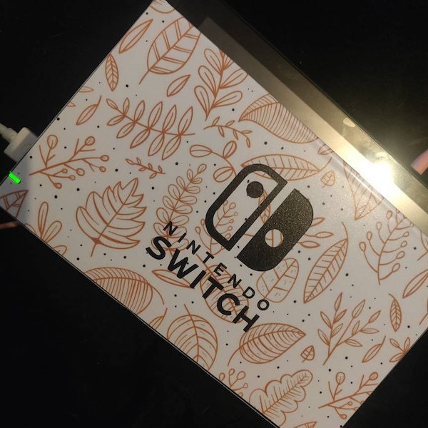 Beige Floral Pattern Nintendo Switch Vinyl Sticker Beige Solid Colors ...