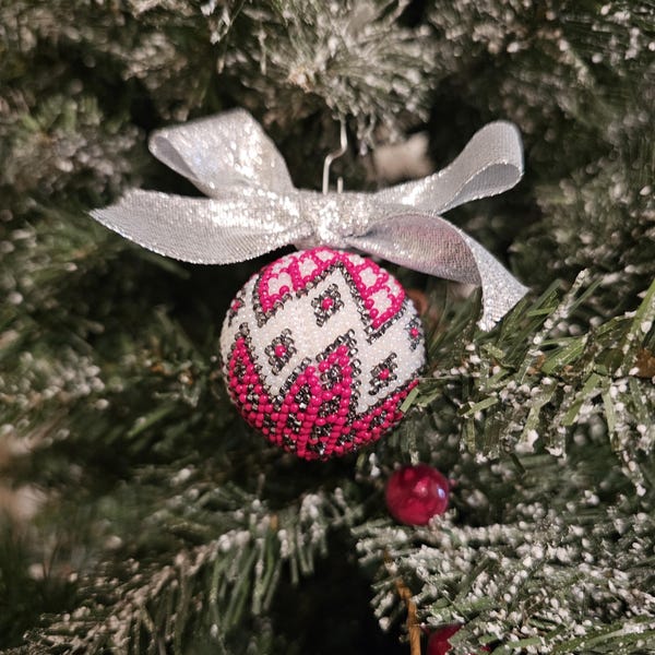 Beaded Crochet Ball Pattern PDF – 6cm Christmas Ornament Scheme – Bead ...