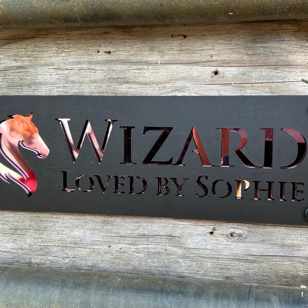 Beautiful Stable Name Plate COPPER MIRROR, White Front, Fully ...